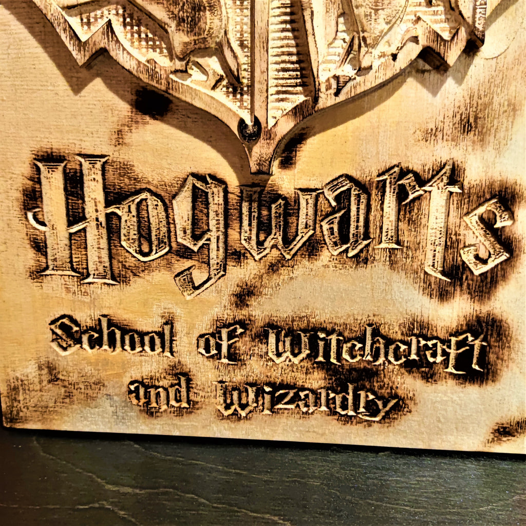 Hogwarts Harry Potter 3D Carve Wood Sign Wall Art Horde Man Cave – JP ...