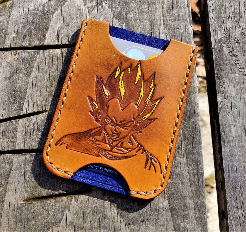 Handmade Leather Minimalist Wallet MINUS Tan Vegeta Dragon Ball – JP ...