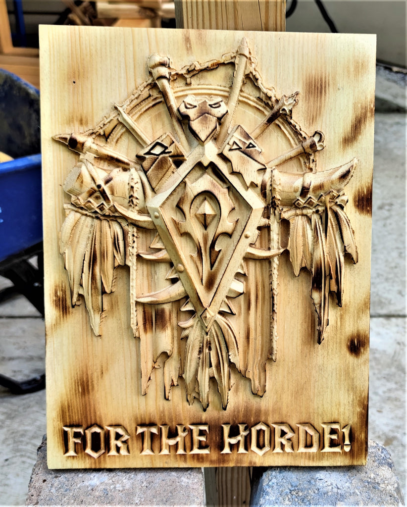 For the Horde 3D Carve Wood Sign World Of Warcraft Wall Art Horde Alli ...